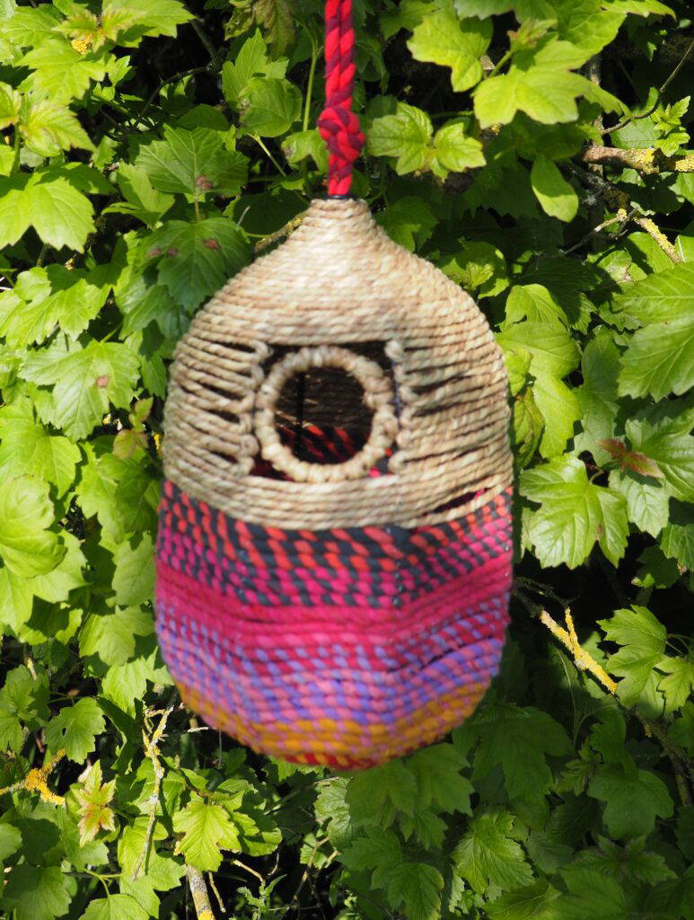 Munja And Reclaimed Sari Fabric Bird Nester - Jardinopia Ltd