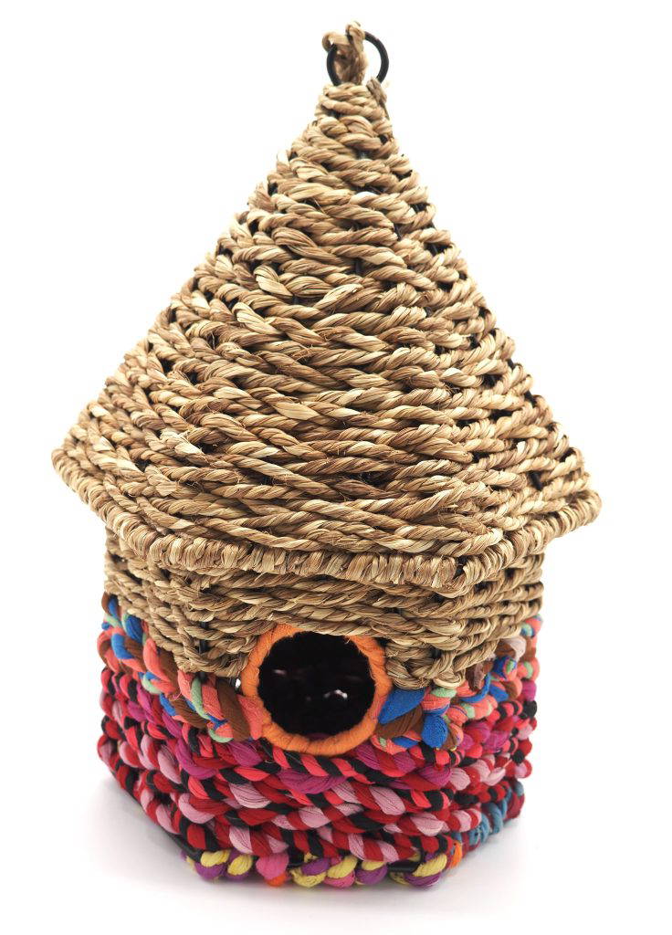 Munja And Reclaimed Sari Fabric Bird Nester - Jardinopia Ltd