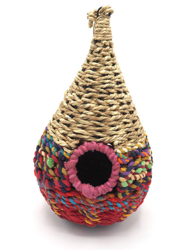 Munja And Reclaimed Sari Fabric Bird Nester - Jardinopia Ltd