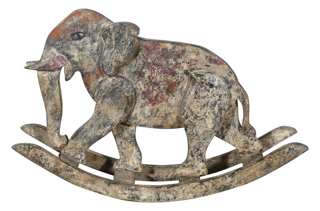 Large Vintage Indian Teak Wood Children's Rocking Elephant Toy ...