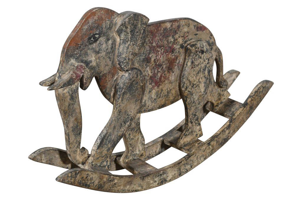 Large Vintage Indian Teak Wood Children's Rocking Elephant Toy ...