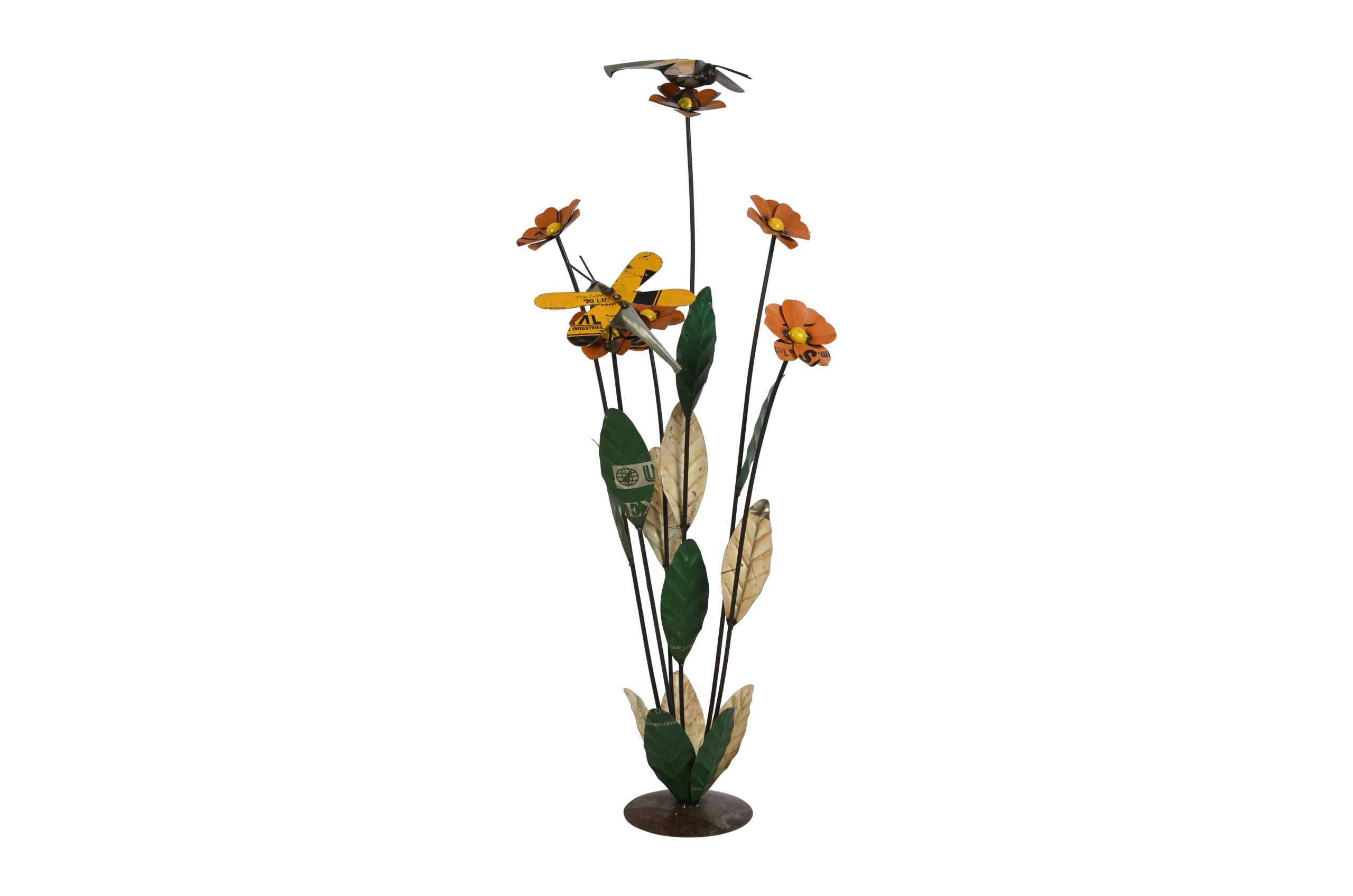 Indian Artisan Made Recycled Iron Flowers With Dragonfly Garden ...