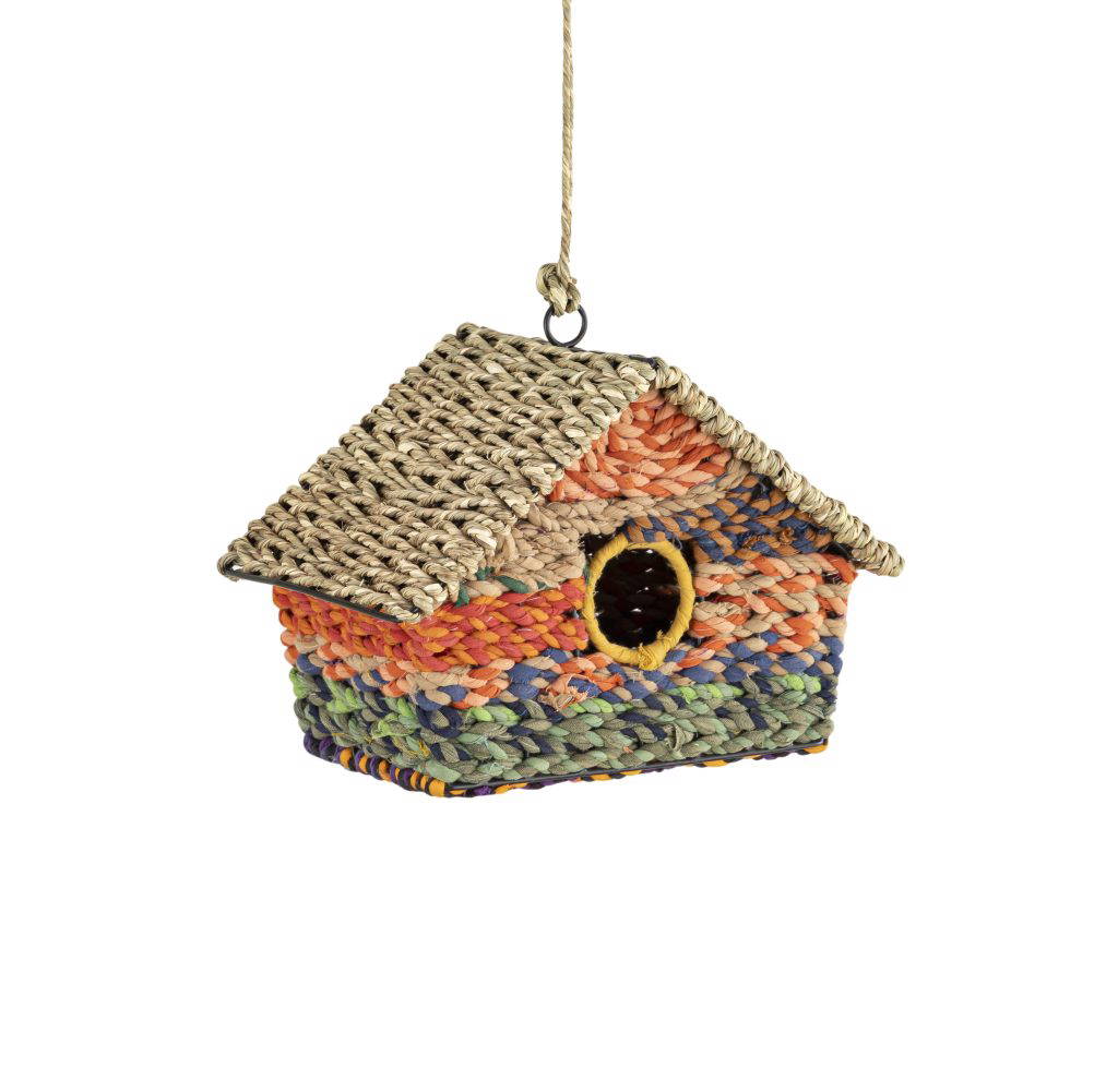 Munja And Reclaimed Sari Fabric Bird House – Jardinopia Ltd
