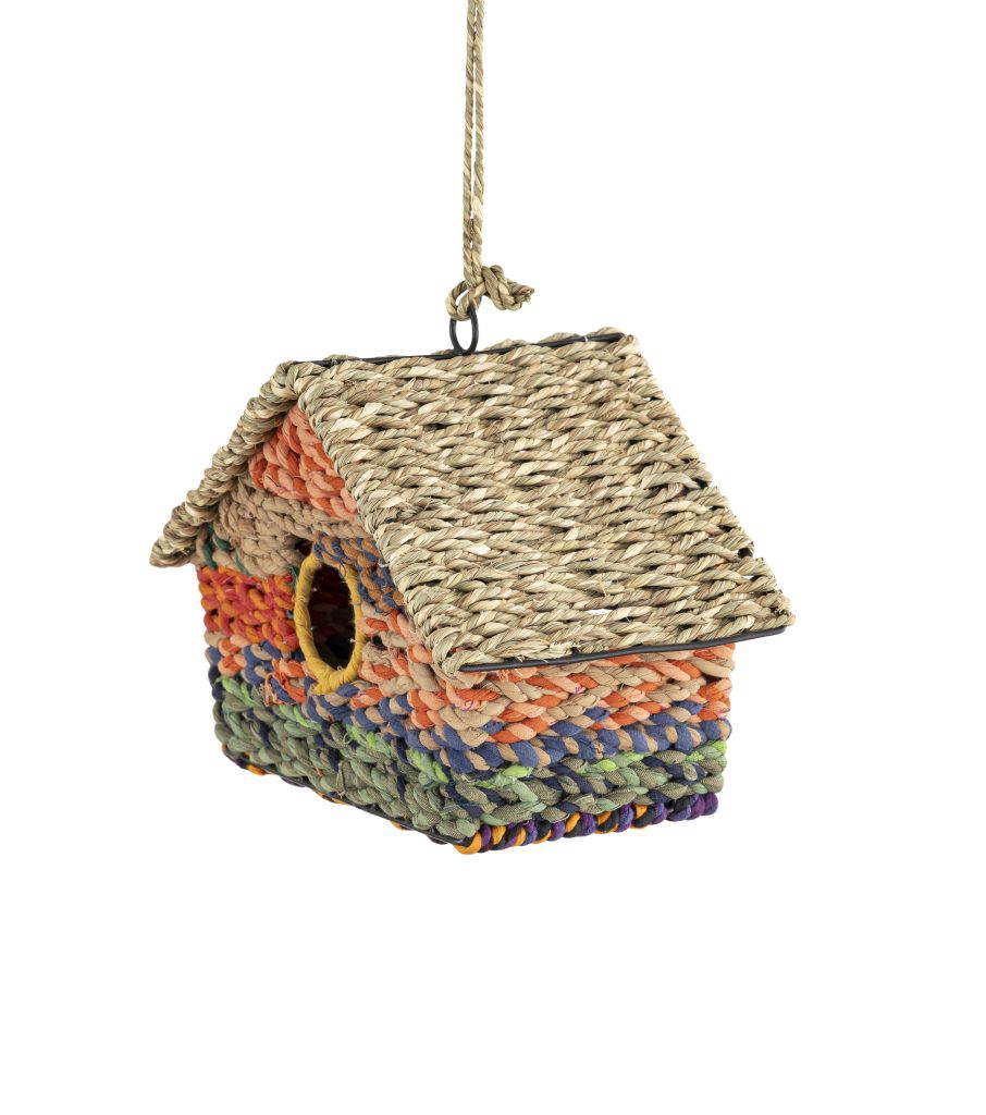 Munja And Reclaimed Sari Fabric Bird House – Jardinopia Ltd