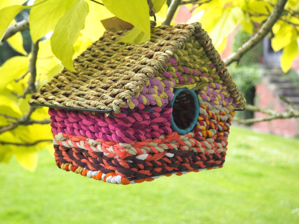 Munja And Reclaimed Sari Fabric Bird House – Jardinopia Ltd