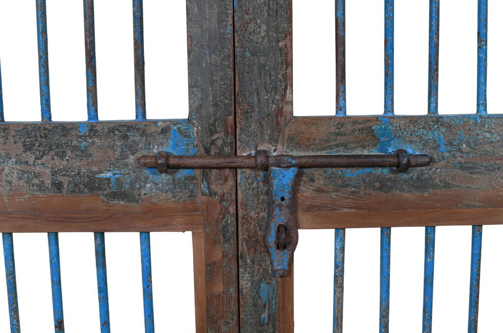 Antique Indian Painted Teak Wood Jali Door Garden Gate Pair ...