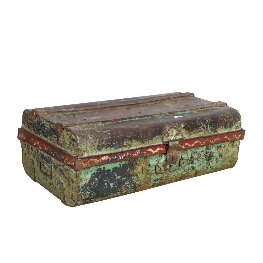 vintage indian iron travel trunk - Jardinopia Ltd