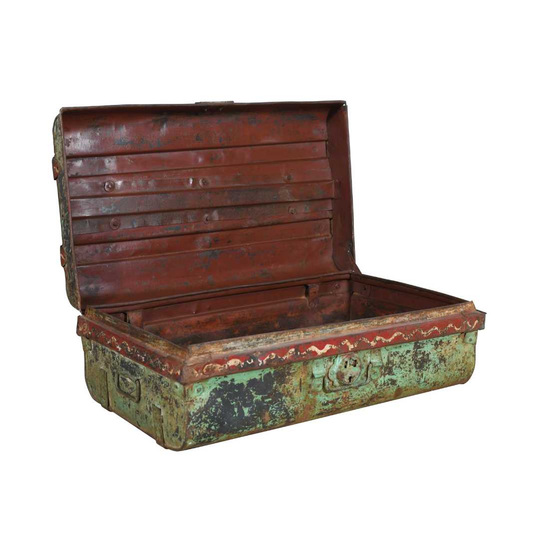 vintage indian iron travel trunk - Jardinopia Ltd