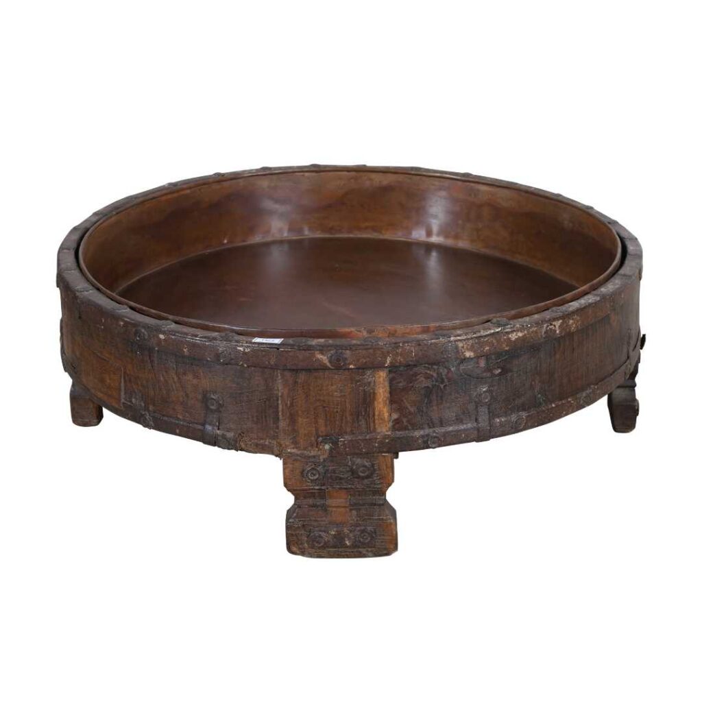 Antique Indian Teak Wood Chakki Coffee Table - Jardinopia Ltd