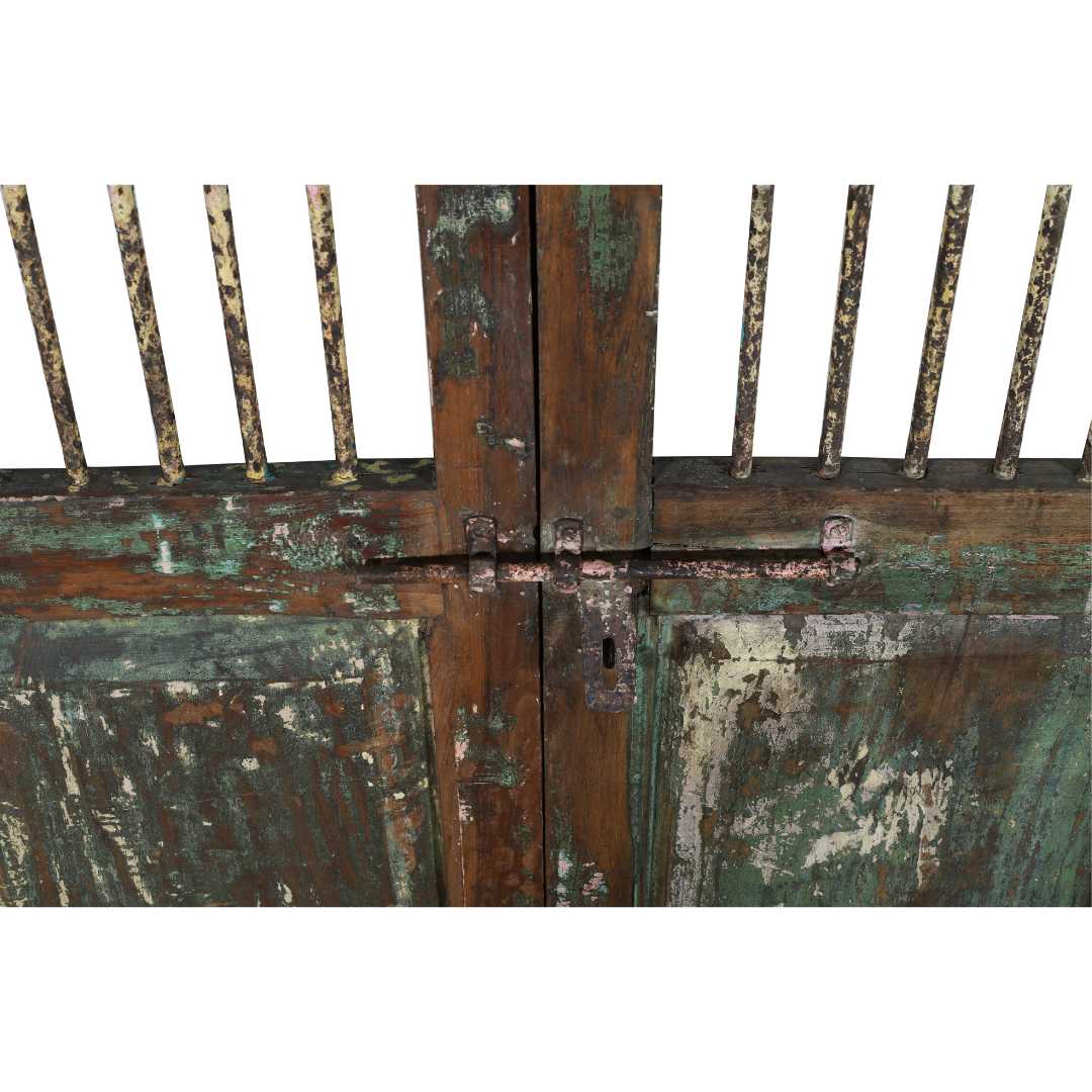 Antique verdigris teal Indian jali door - Jardinopia Ltd